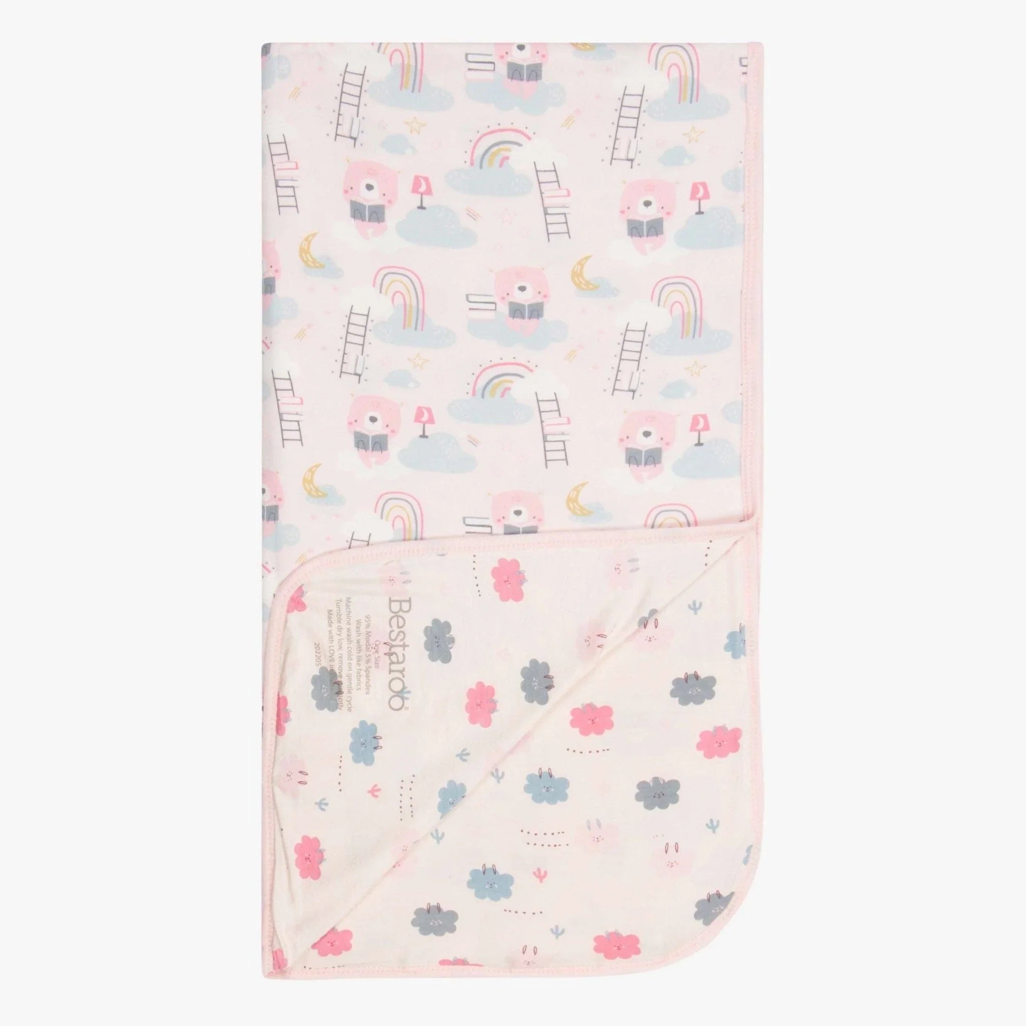 Bestaroo - Super - Soft - Bamboo - Bedtime Bears💕Sleepy Llamas Swaddle Pink
